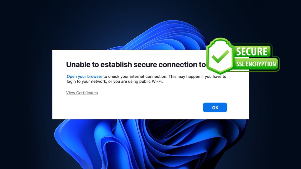 رفع خطای Unable to establish secure connection یا عدم برقراری ارتباط ...
